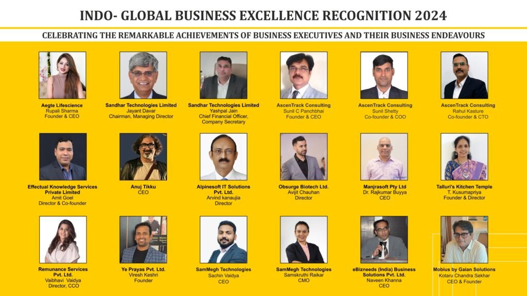 Indo- Global Business Excellence Recognition 2024 - Swift PR